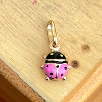 Enamel Mini Red Ladybug - Charm Bead Dangle or Clip on Charm - Silver ...