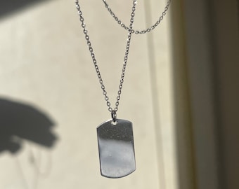 White Gold Dog Tag - Etsy