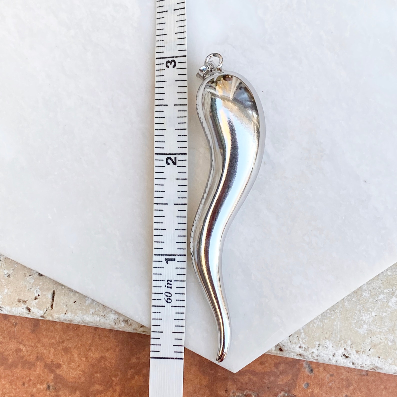 Sterling Silver Polished "cornicello" Corno Italian Horn Pendant EXTRA ...