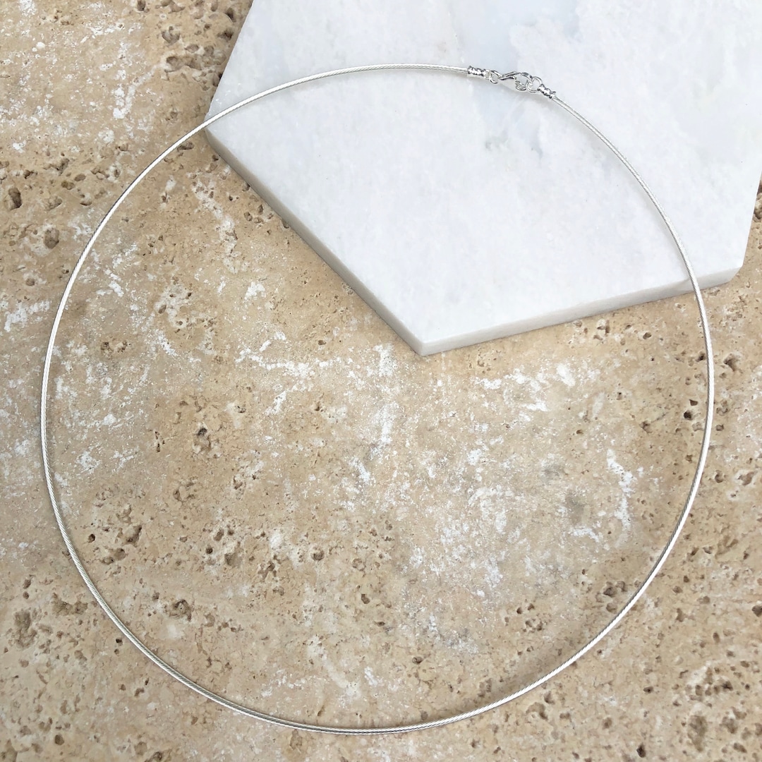 Sterling Silver Neck Wire Omega Cable Necklace 1.25mm Round Collar NEW ...