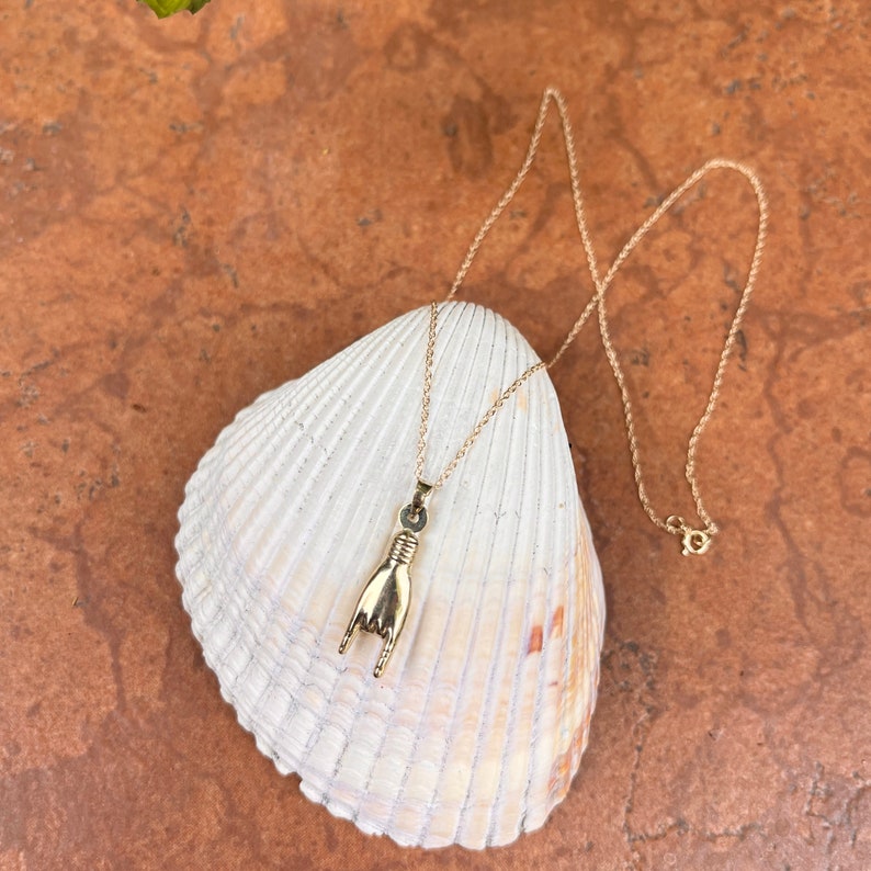 14KT Yellow Gold 3D 25mm Italian Mano Cornuto Hand Symbol Good - Etsy