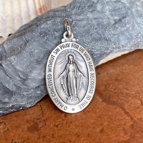 Miraculous Virgin Mary Medal Sterling Silver Antique Replica - Etsy
