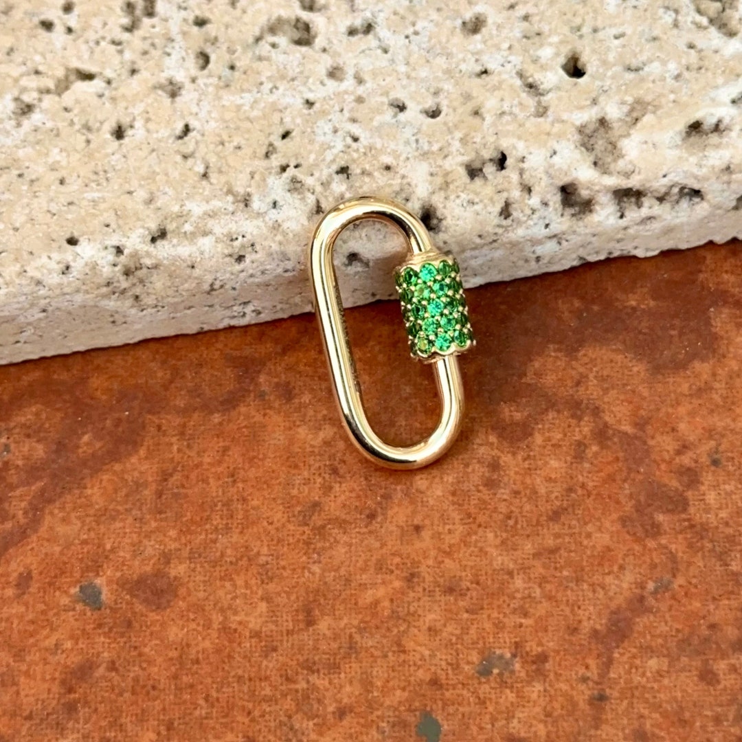 14KT Yellow Gold Rounded Oval Screw in Carabiner Style Clasp NEW ...