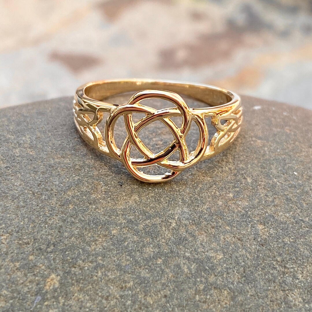 14KT Yellow Gold Polished Celtic Knot Interlocking Design Irish ...