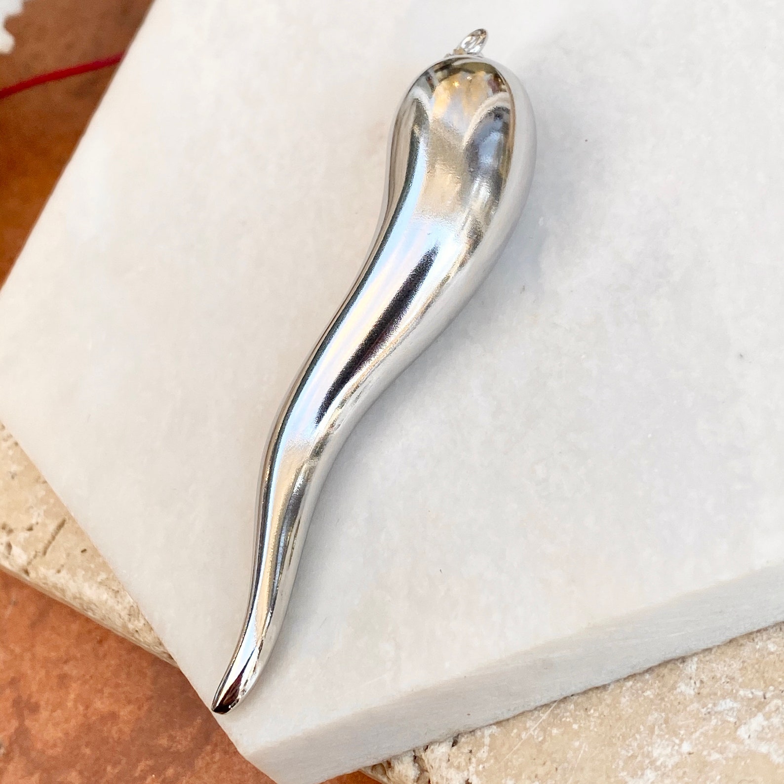 Sterling Silver Polished "cornicello" Corno Italian Horn Pendant EXTRA ...
