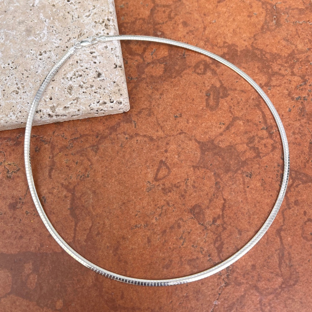 Sterling Silver Flat 3MM Cable Omega Neck Wire Collar Necklace NEW 18 ...