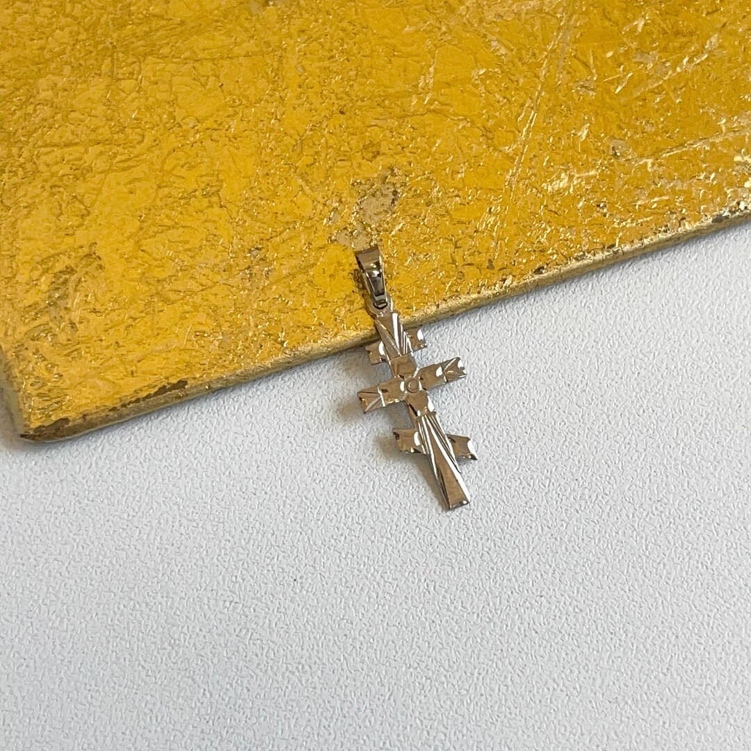 Sterling Silver Eastern Orthodox Small Cross Pendant Charm NEW 20mm ...