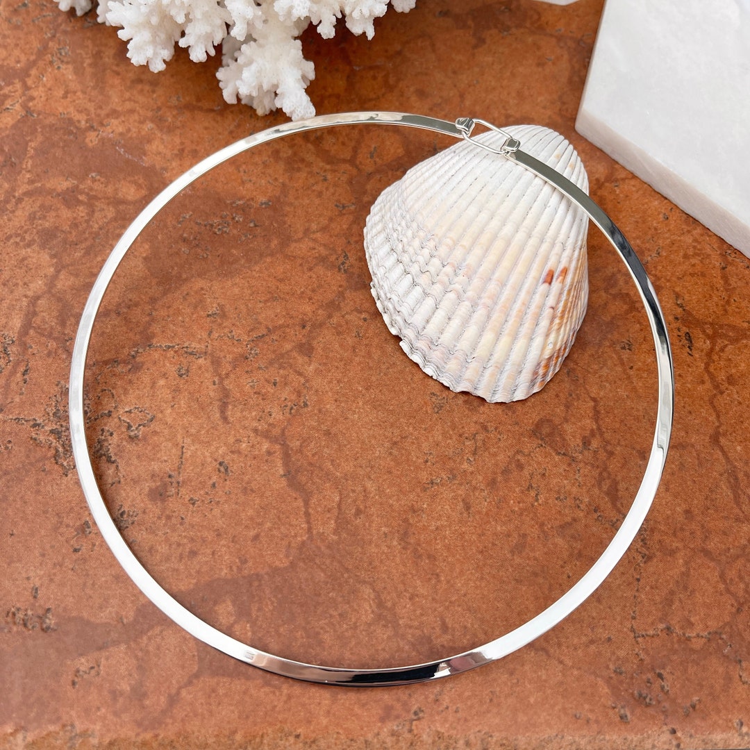 Sterling Silver Neck Wire Flat Ring Collar Necklace Open - Etsy