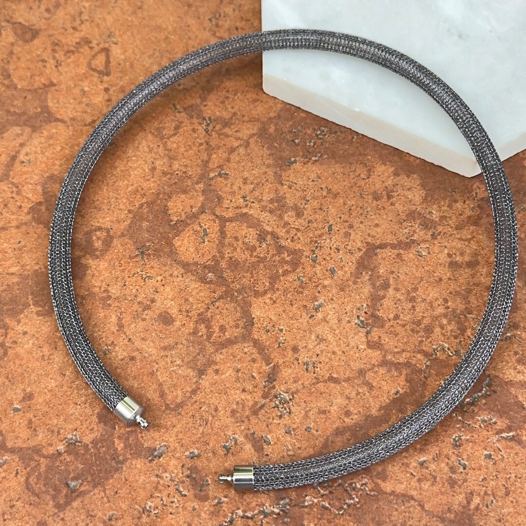 Stainless Steel 6mm Poly Wire Mesh Necklace Anthracite Gray No Clasp ...