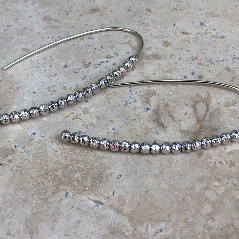 Sterling Silver Threader Ear Wire Faceted Shiny Earrings NEW | Etsy