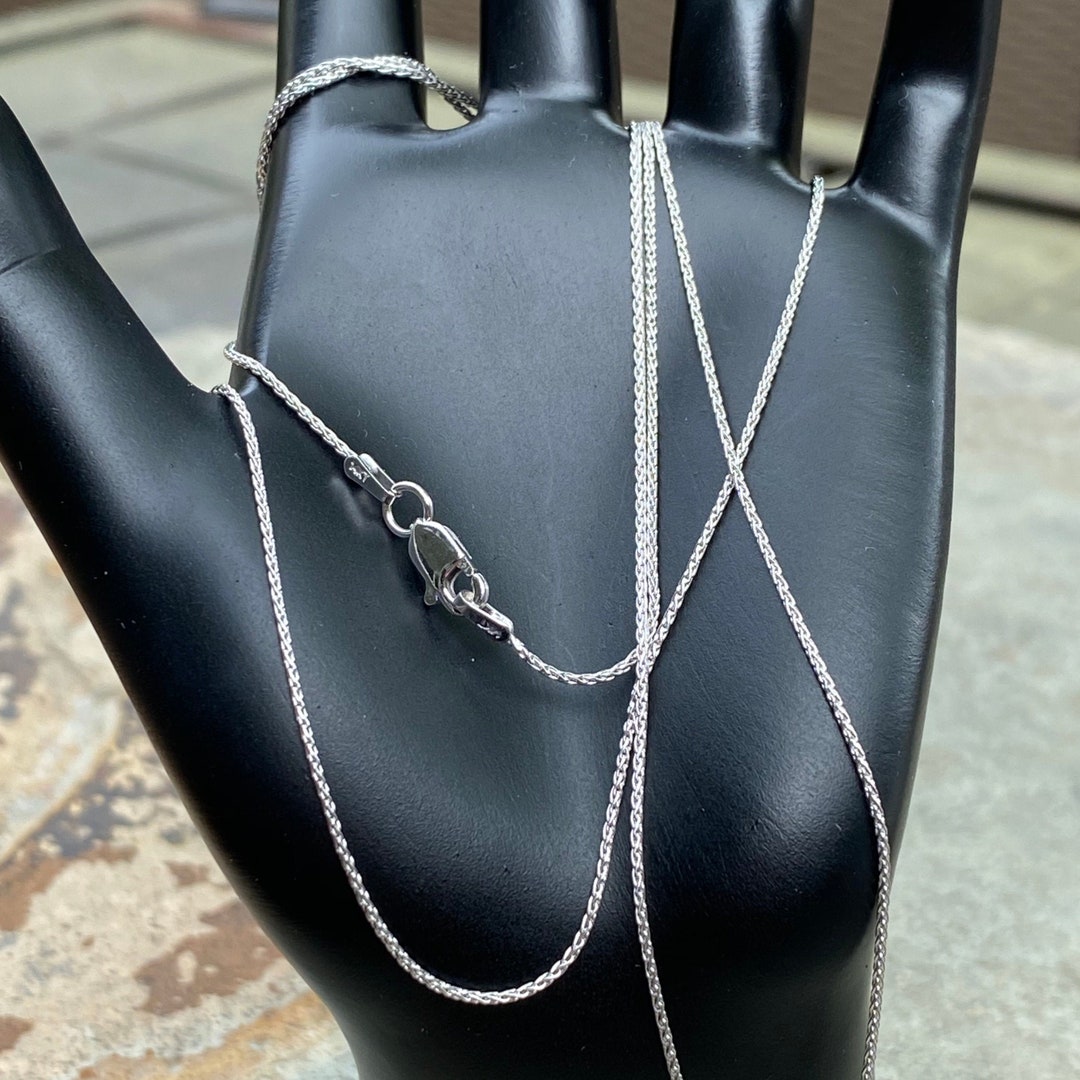14KT White Gold 1mm Wheat Chain Link Necklace Various Lengths - Etsy