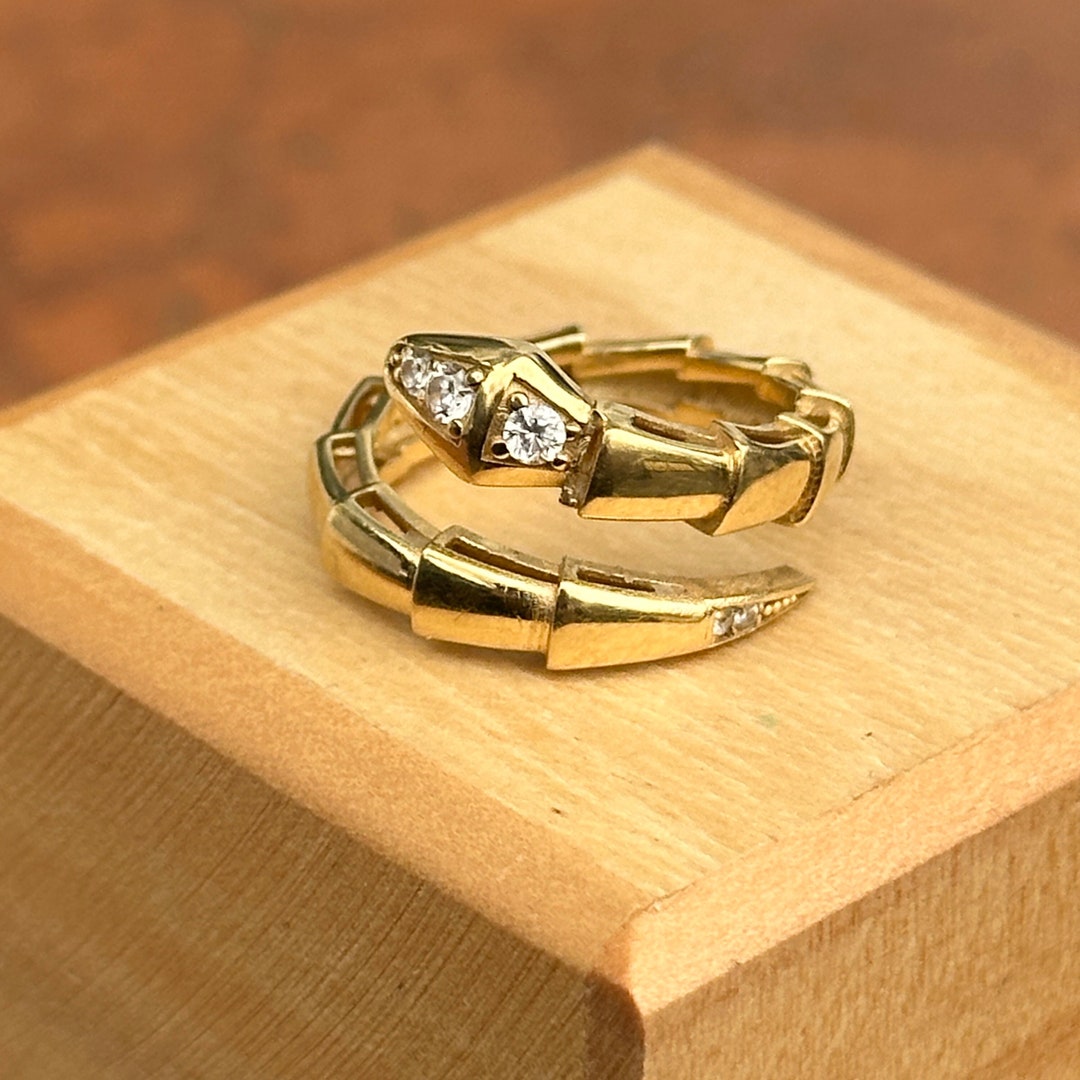 Vintage 18KT Yellow Gold Detailed Snake Wrap Around Design With Size 5 ...