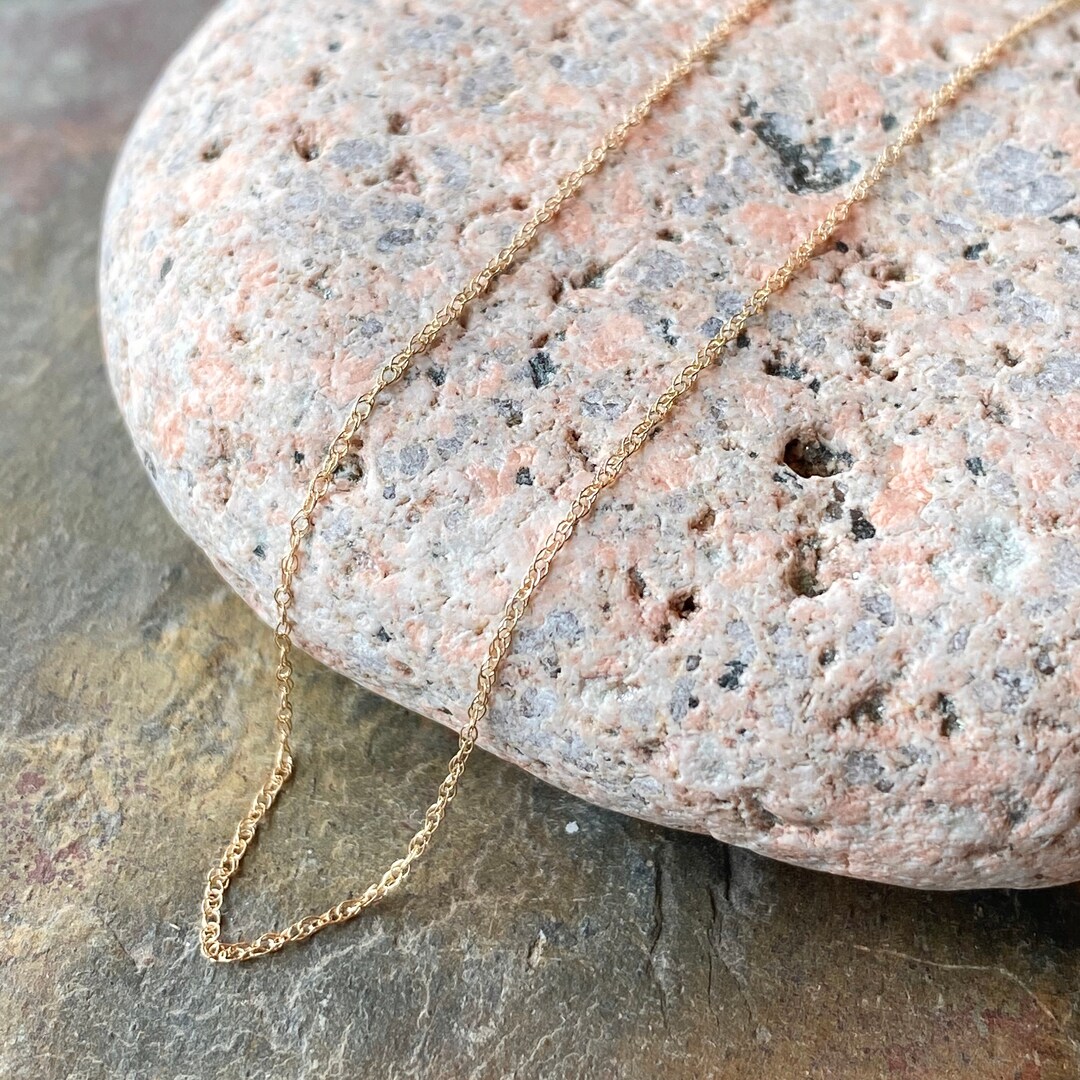 10KT Yellow Gold Thin .50MM Lightweight Rope Chain Necklace NEW Super ...