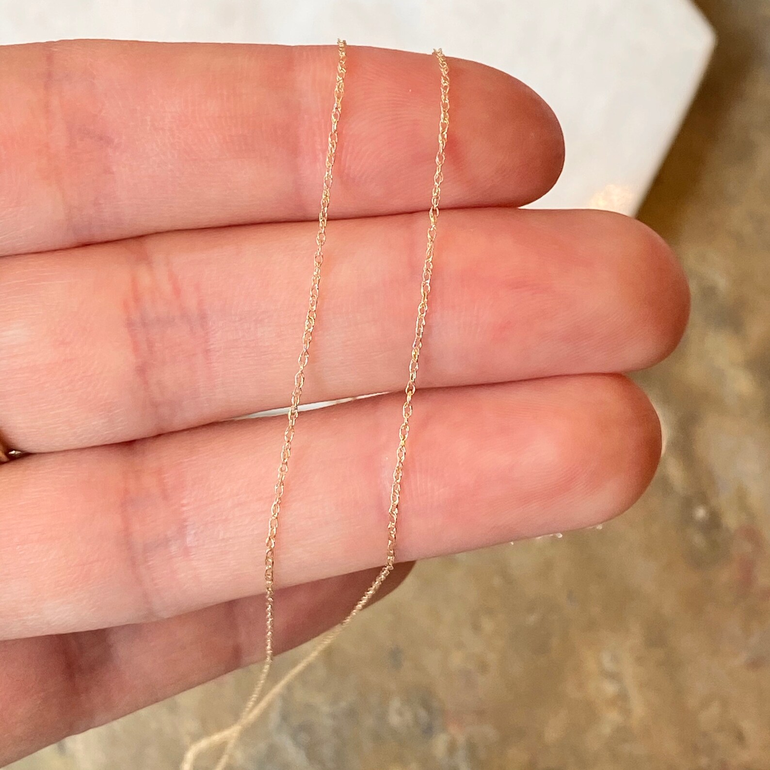 10KT Yellow Gold Thin .50MM Lightweight Rope Chain Necklace NEW Super ...