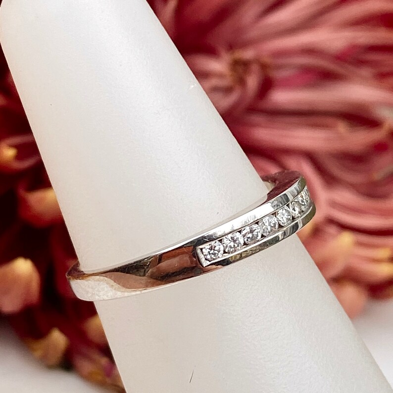 Estate Vintage 14KT White Gold .40 CT Diamond Thin Anniversary Band ...