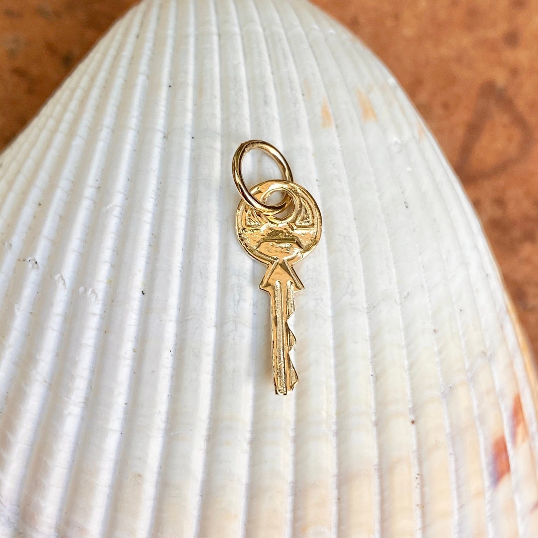 14KT Yellow Gold Polished Rounded Mini Key Charm Pendant Small NEW ...