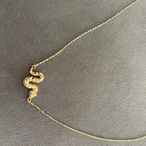 14KT Yellow Gold Shiny Diamond Cut Serpent Snake Pendant Slide on Chain ...