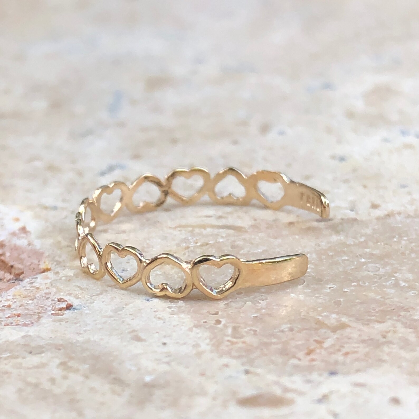 10KT Yellow Gold Open Heart Toe Ring Adjustable NEW Thin - Etsy