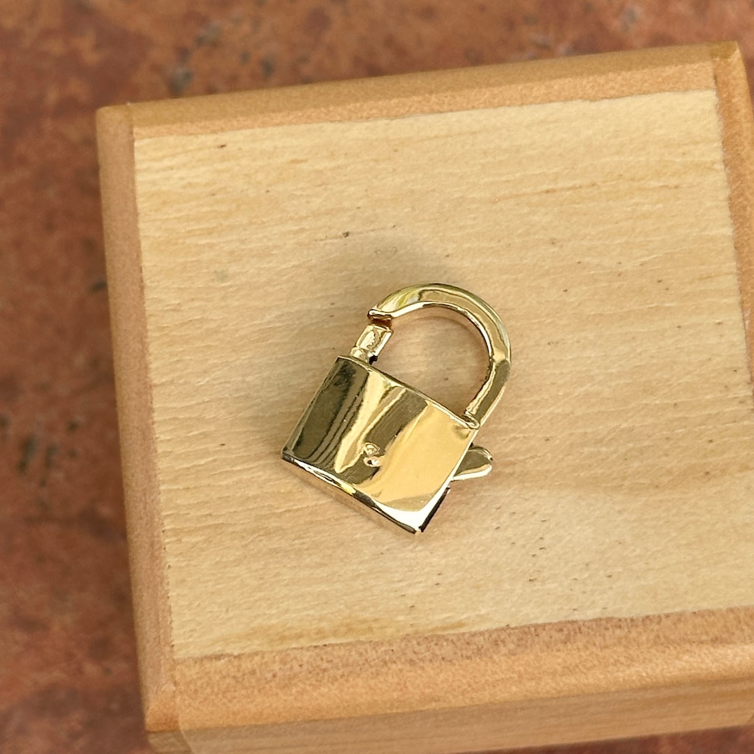 14KT Yellow Gold Pad Lock Pendant Charm NEW TINY 17mm X 11mm Padlock ...