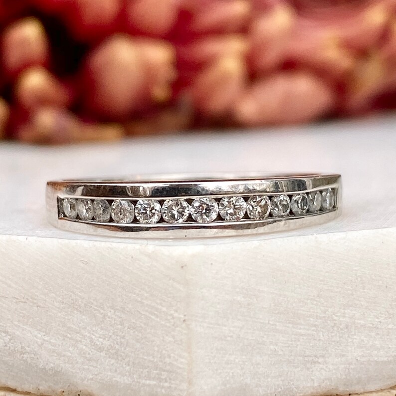 Estate Vintage 14KT White Gold .40 CT Diamond Thin Anniversary Band ...