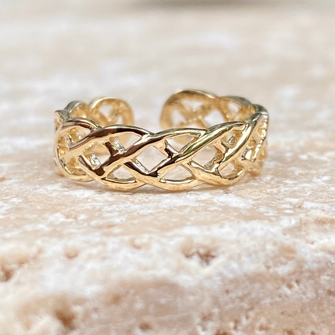 14KT Yellow Gold Weave Braided Toe Band Toe Ring NEW Adjustable Size - Etsy
