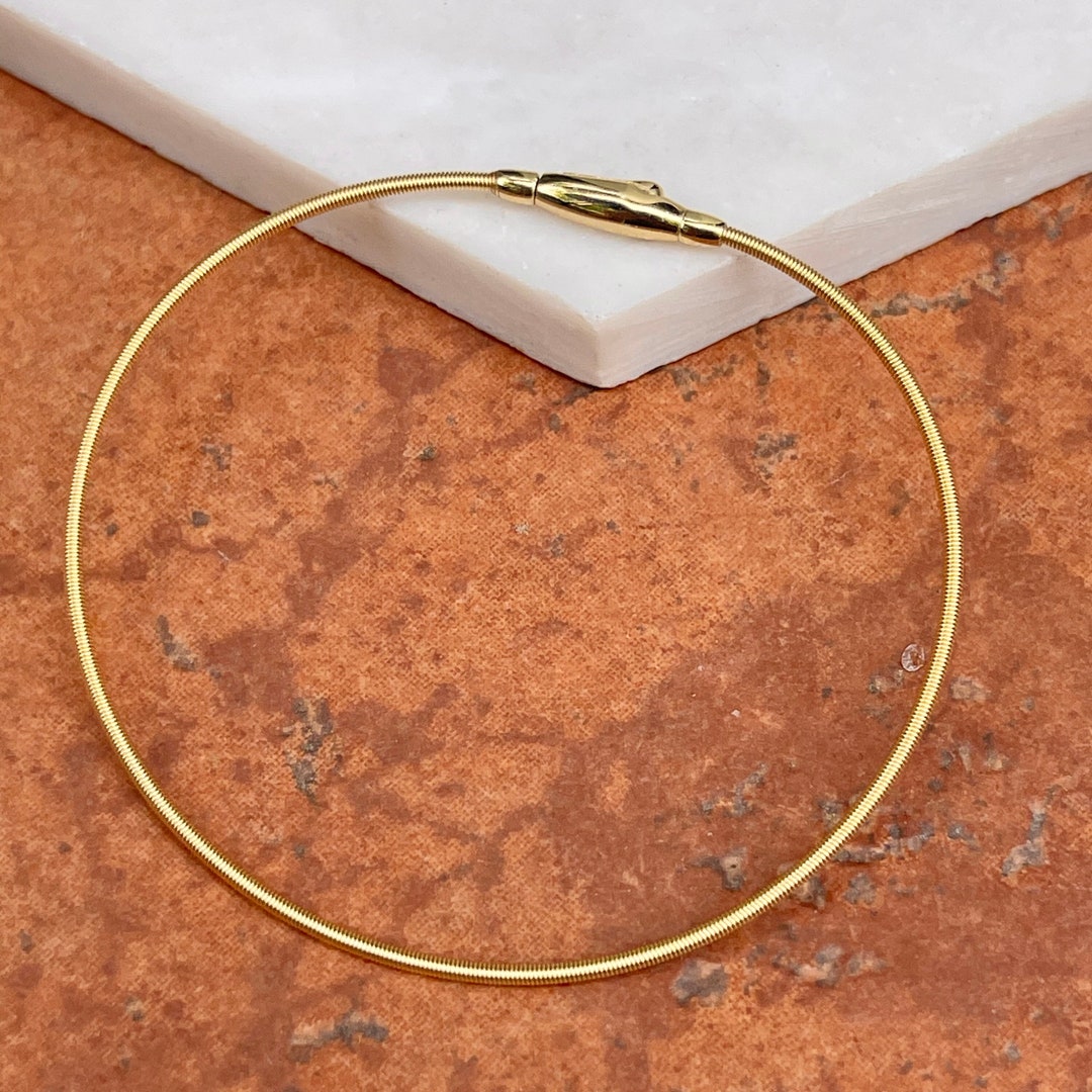 14KT Yellow Gold 1.5mm Wire Weave Chain Bracelet Soft Bangle NEW Coil ...