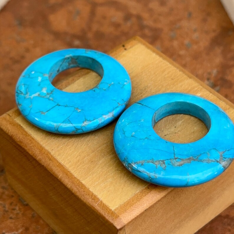Genuine Howlite Blue Turquoise Color Gemstone Round Disc Donut Earring ...