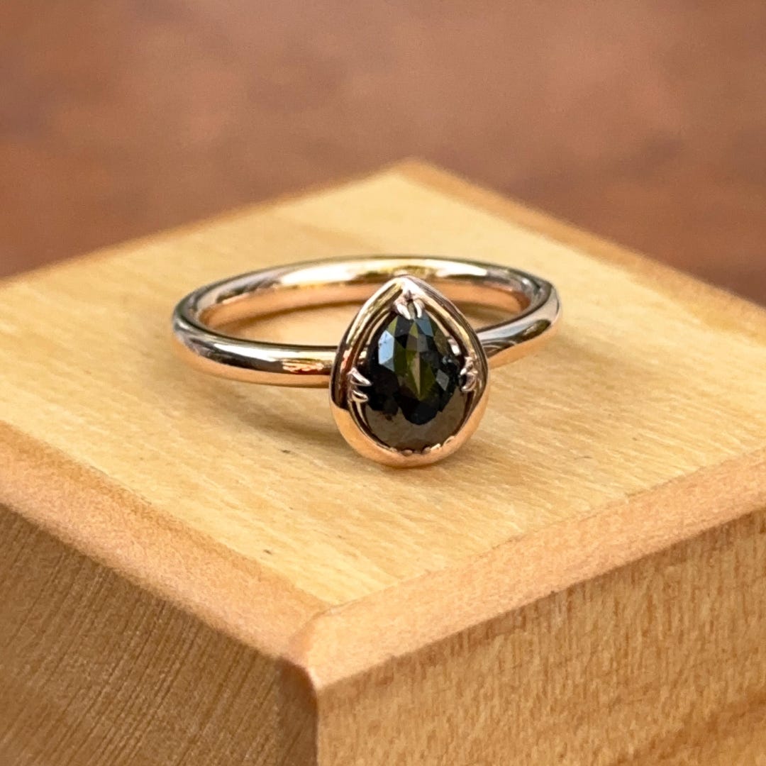 14KT Rose Gold Designer Paul Klecka .75 CT Pear Shaped Teardrop Rose ...