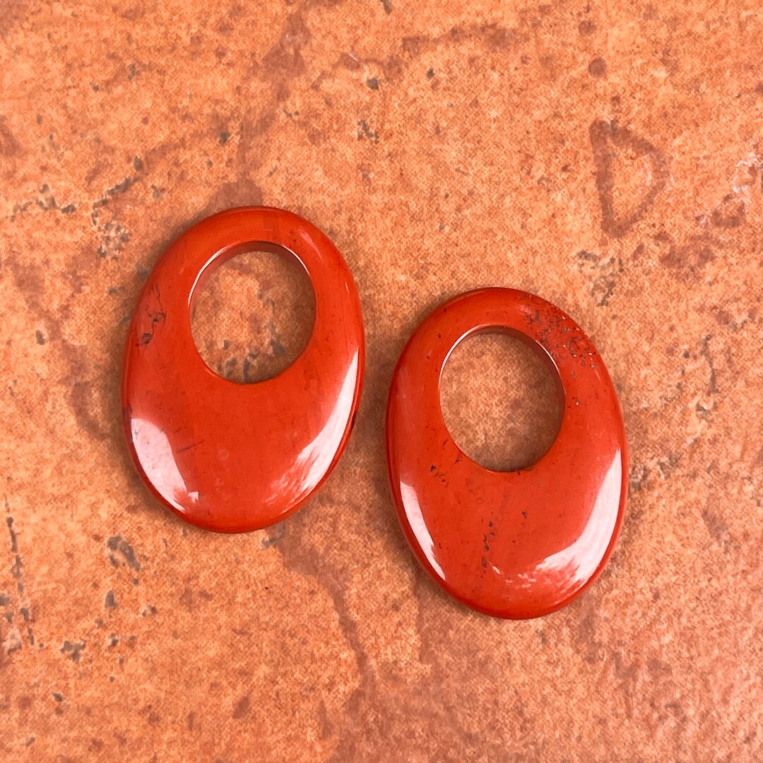 Genuine Red Rust Jasper Oval Polished Earring Charms Interchange Oblong ...