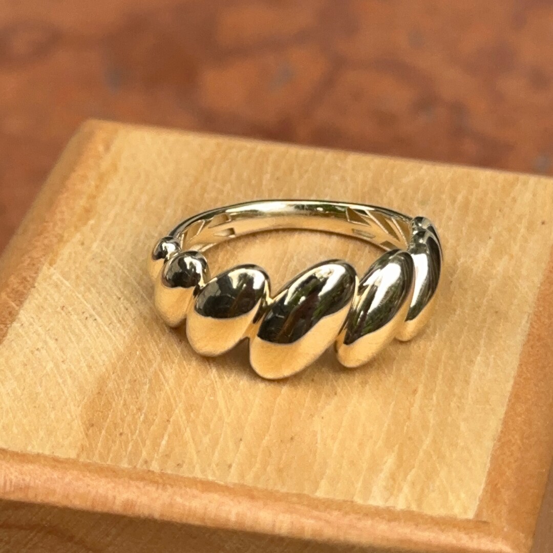 10KT Yellow Gold Puffed San Marco Domed Modern Wide Cigar Band Ring NEW ...