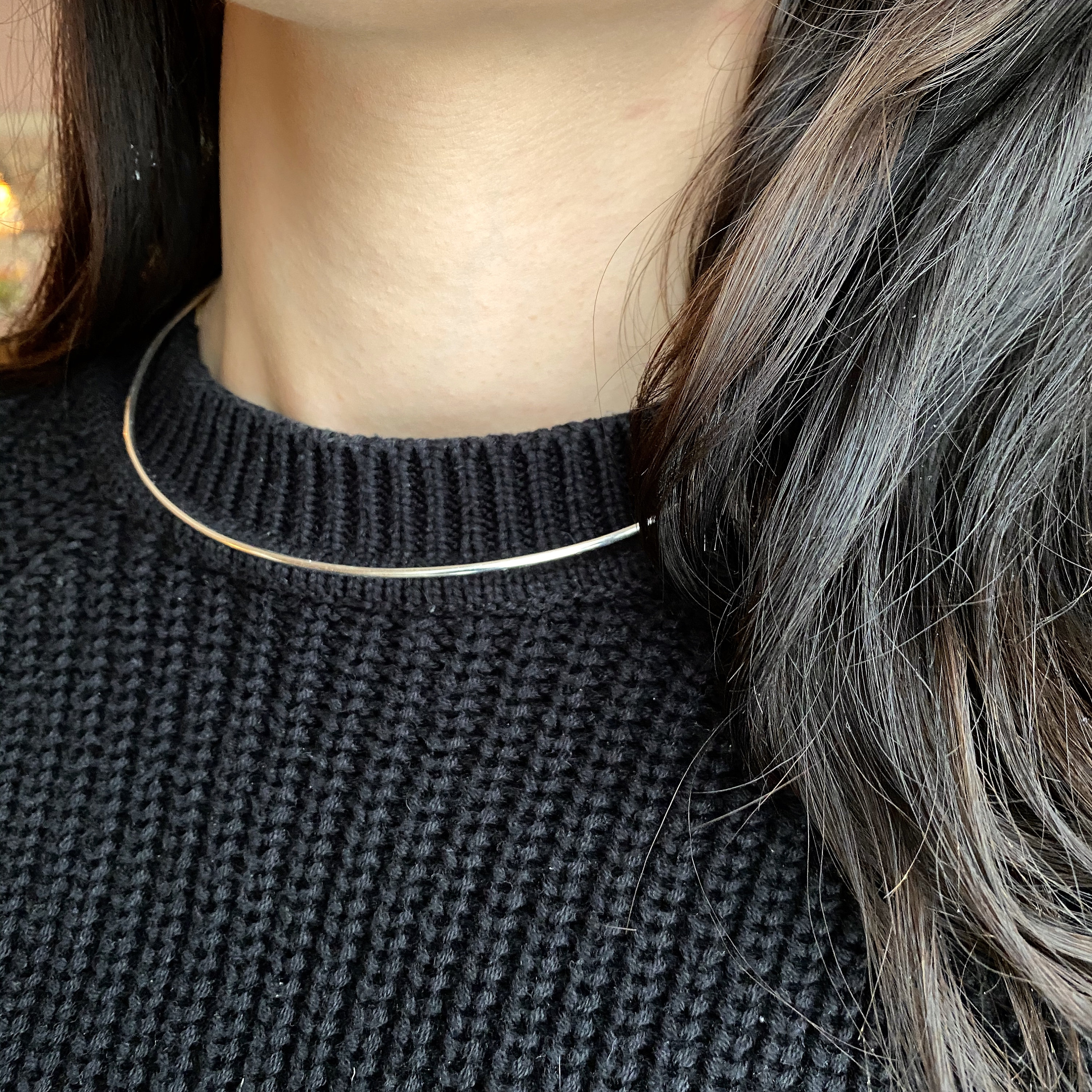 Sterling Silver Neck Wire Ring Collar Necklace Open Collar 1.8 Mm NEW ...
