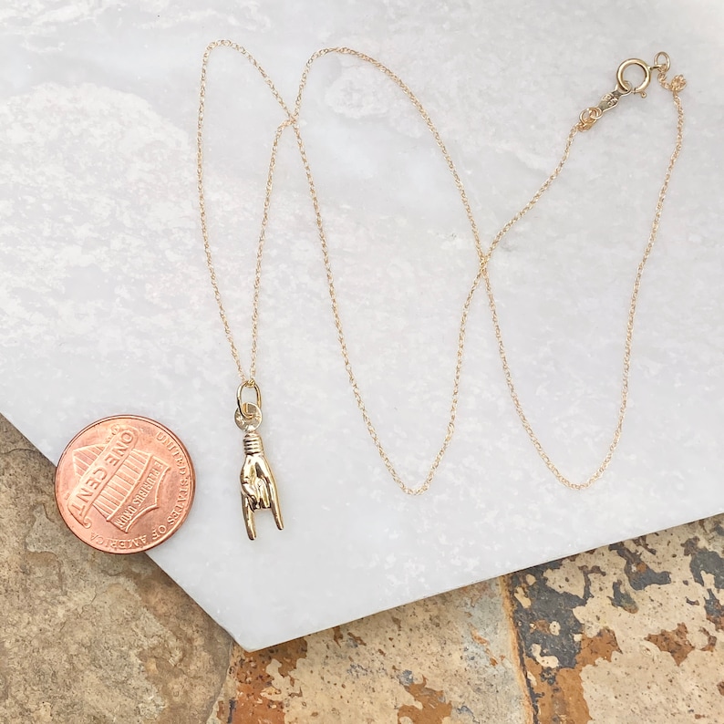 14KT Yellow Gold Polished 3D Italian Mano Cornuto Hand Symbol | Etsy