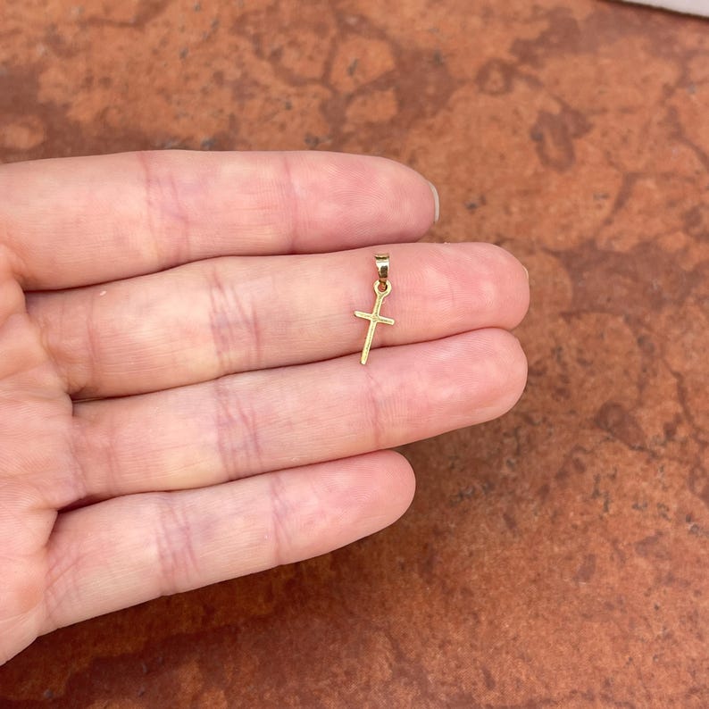 14KT Yellow Gold Cross Pendant Charm NEW Small Lightweight Thin Plain ...