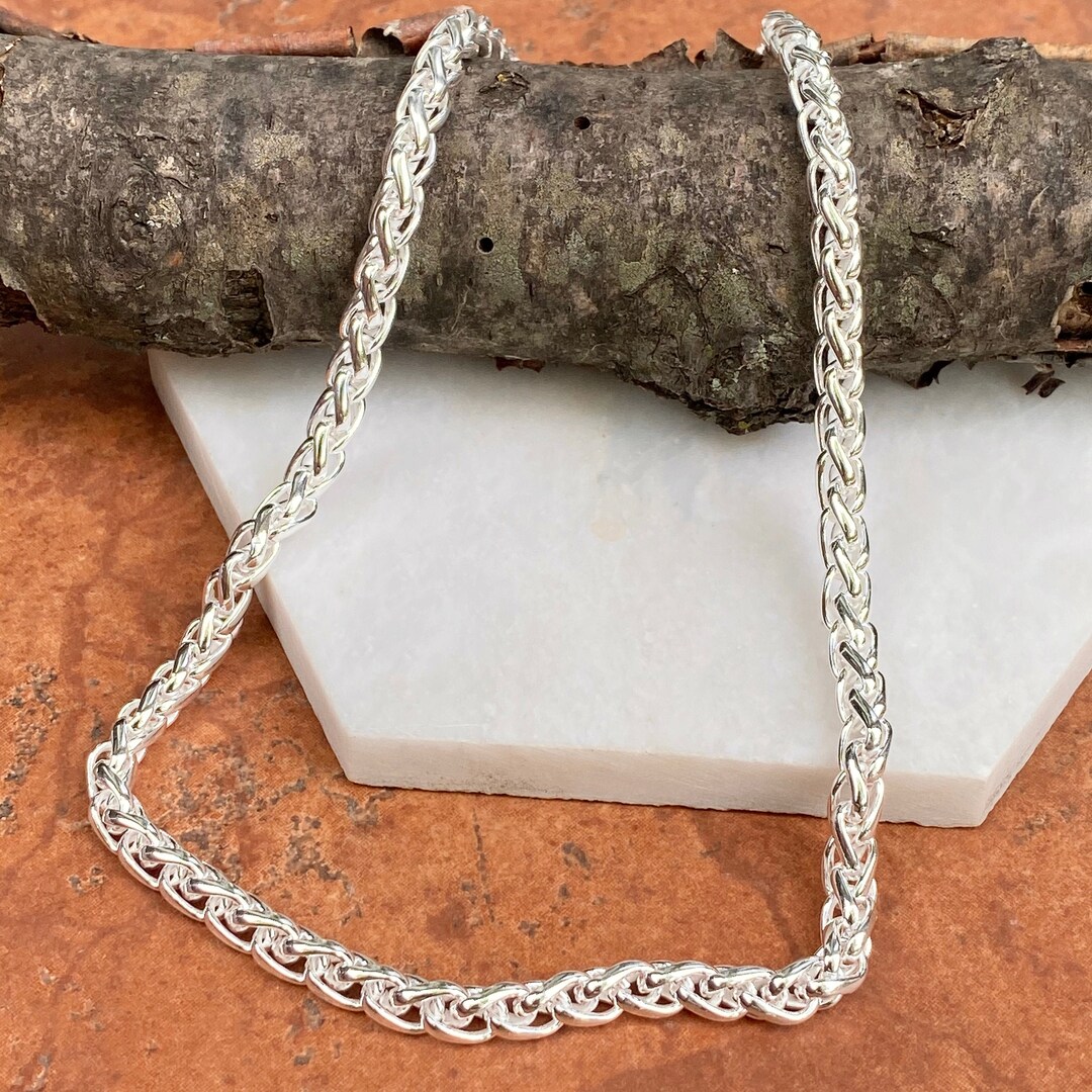 Sterling Silver Polished 6.0MM Round Spiga Chain Link Necklace - Etsy