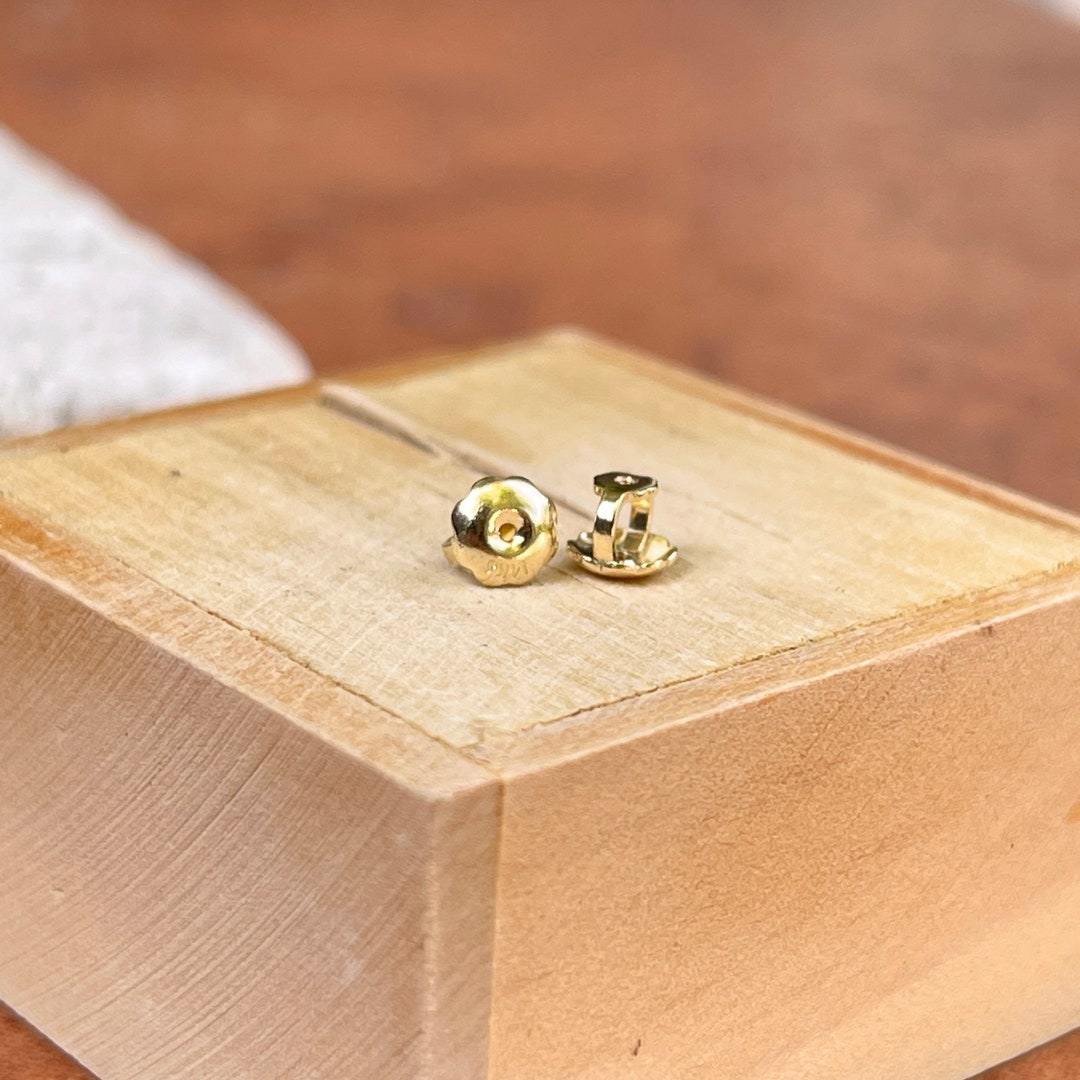 14KT Yellow Gold Small Threaded Earring Backs 4.3MM 1 Pair - Etsy
