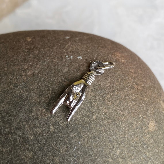 14KT White Gold 3D Italian Mano Cornuto Hand Symbol Good Luck - Etsy