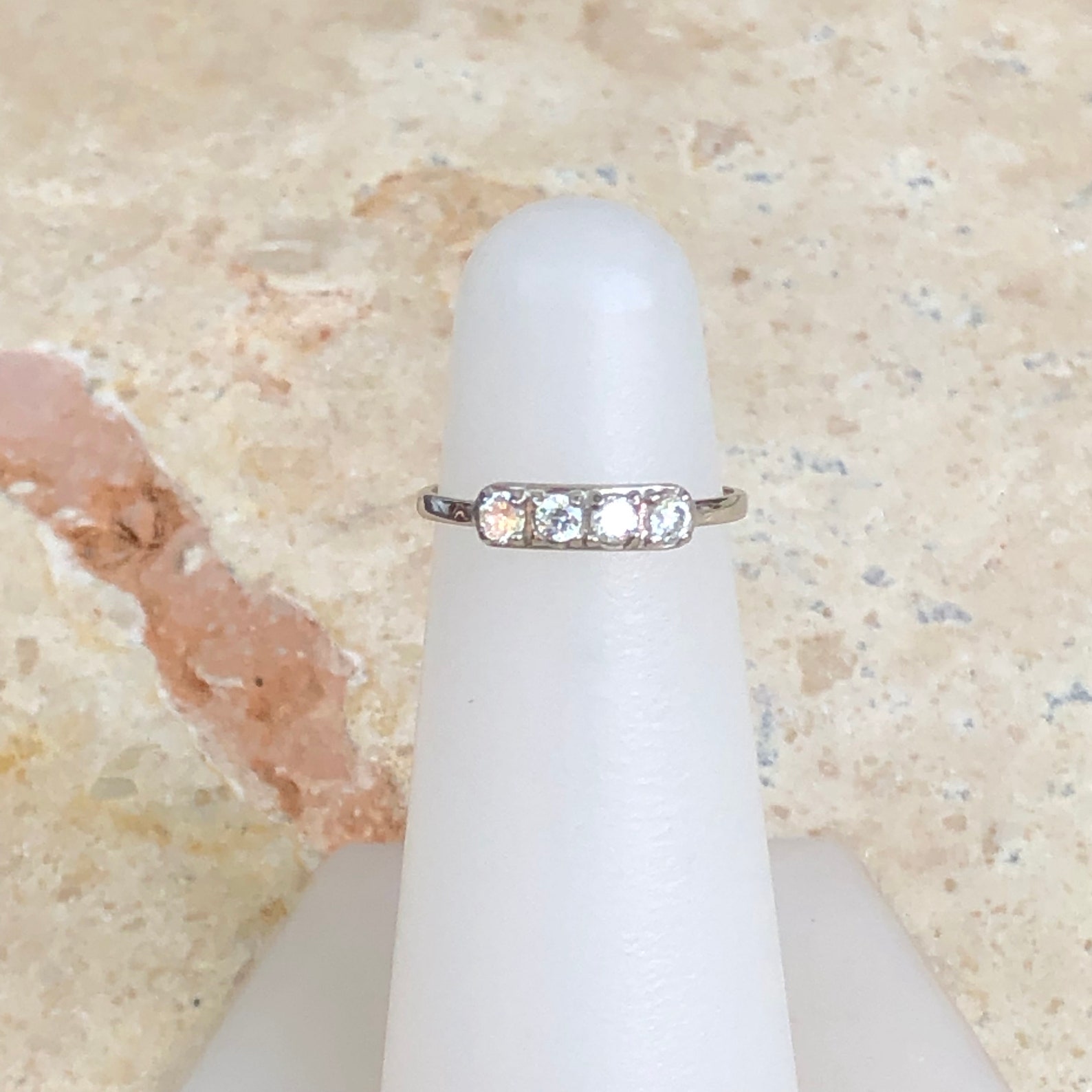 14KT White Gold & Stones TOE Ring Adjustable One Size NEW Thin - Etsy