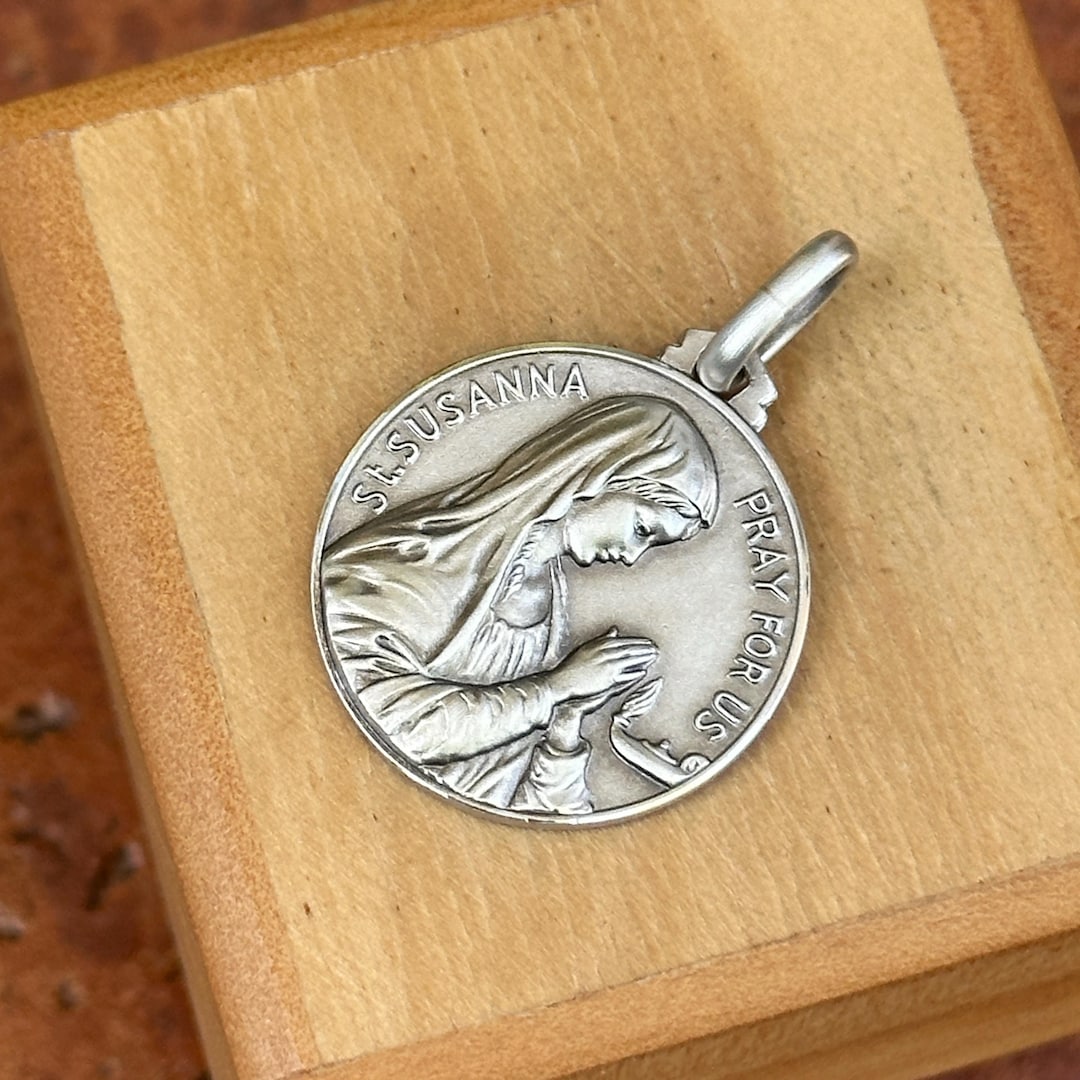 Sterling Silver St Susanna Matte Medal Pendant Charm NEW 21mm - Etsy