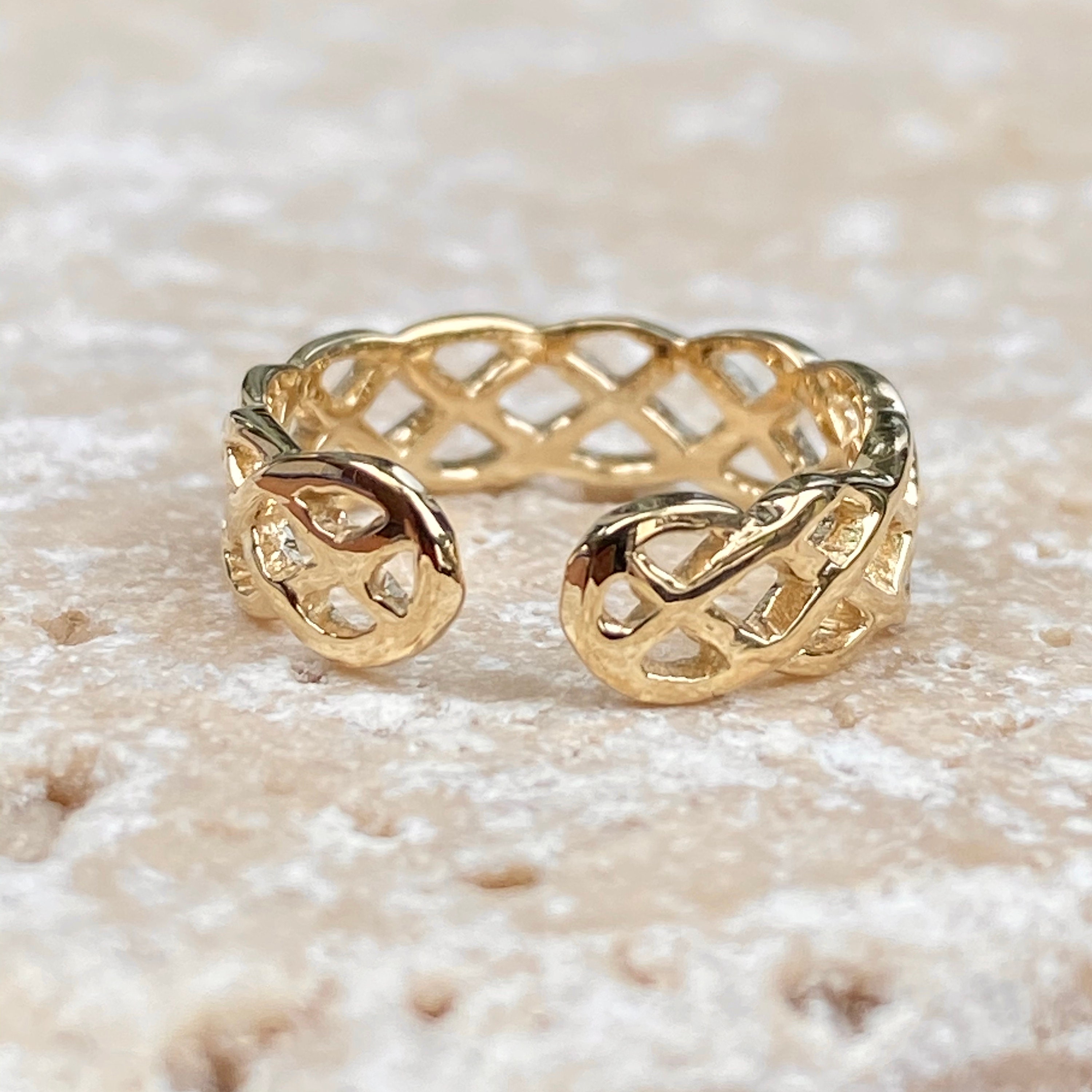 14KT Yellow Gold Weave Braided Toe Band Toe Ring NEW Adjustable Size - Etsy