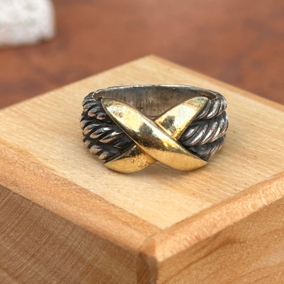 Estate Vintage David Yurman Cable Ring With X 14KT Yellow Gold With Sterling Silver Size 6.5 Etsy