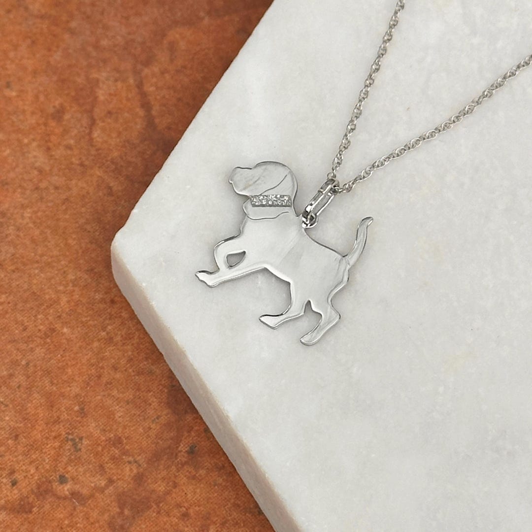 Sterling Silver Beagle Hound Dog Pendant Charm Necklace NEW Flat Charm ...