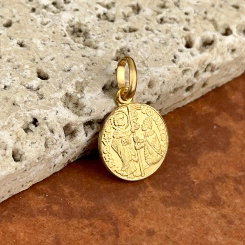 14KT Yellow Gold Solid Replica Italian/ Venetian Zecchino Pendant Charm ...