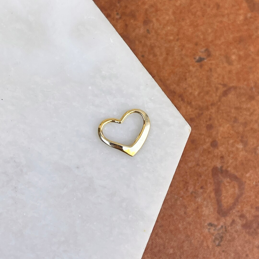 10KT or 14KT Yellow Gold Small Open Heart Pendant Chain Slide Charm NEW ...