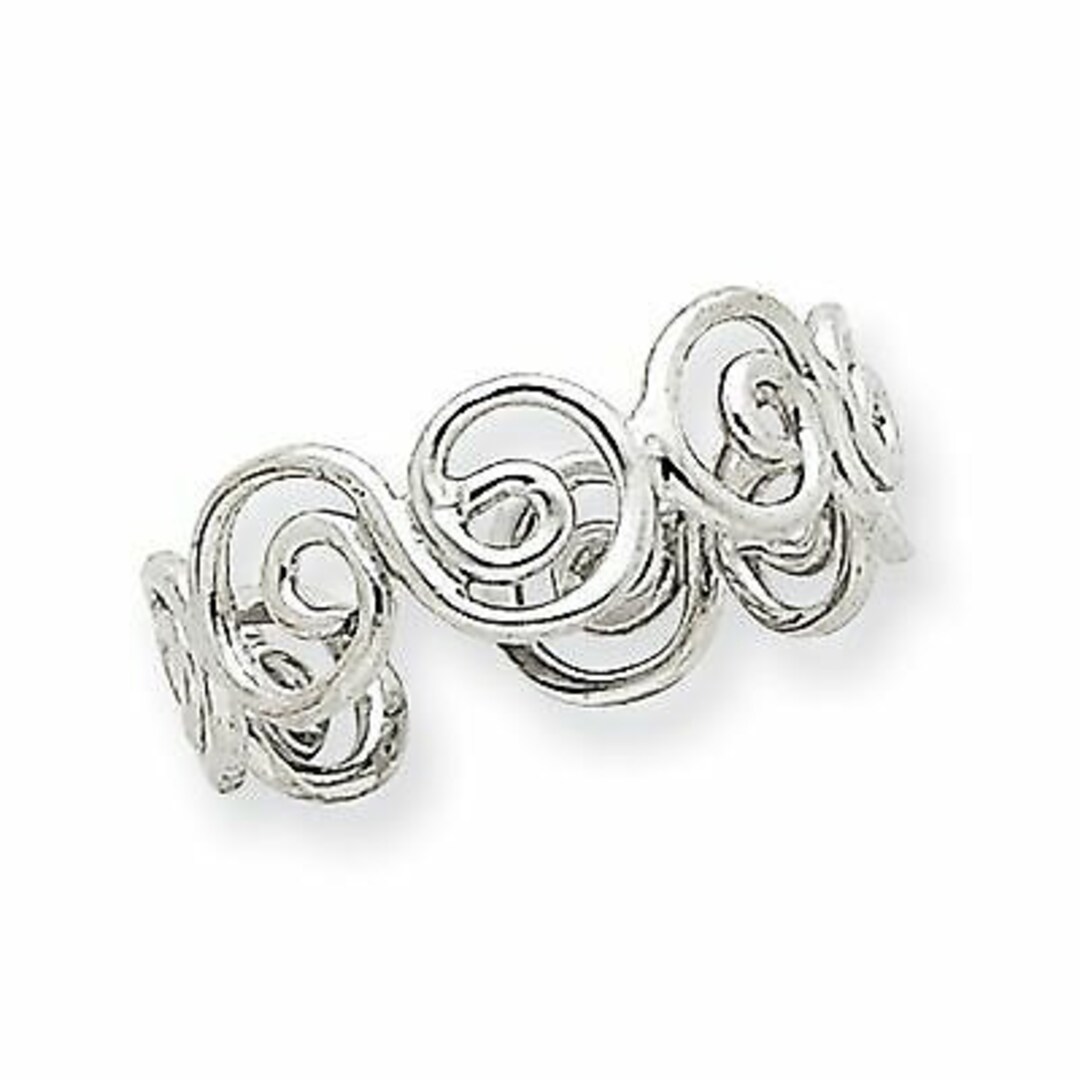 14KT White Gold Circle SWIRL Design TOE Ring Adjustable 1 - Etsy