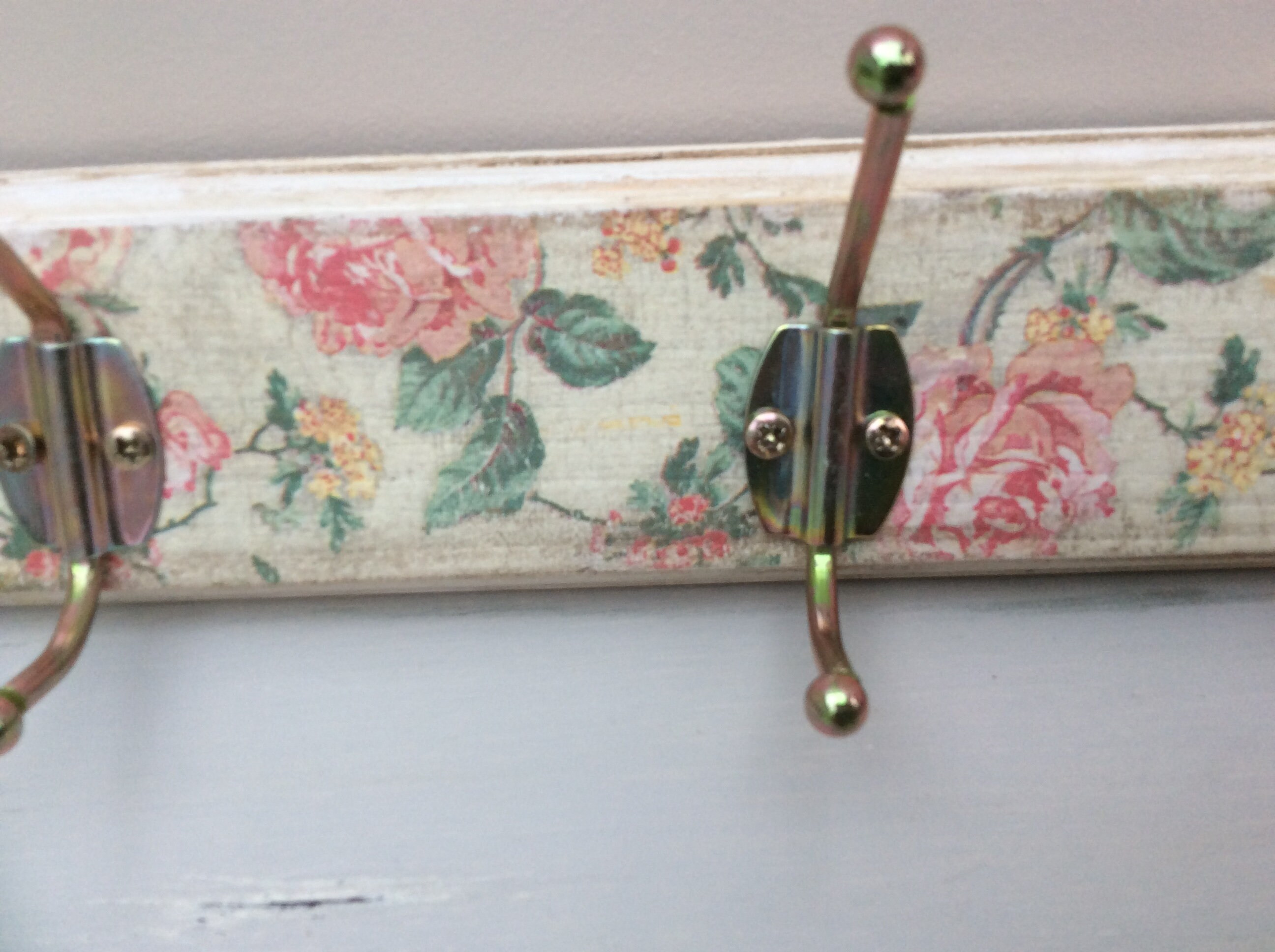 Coat hat scarf rack wall mounted decoupaged in shabby chic | Etsy