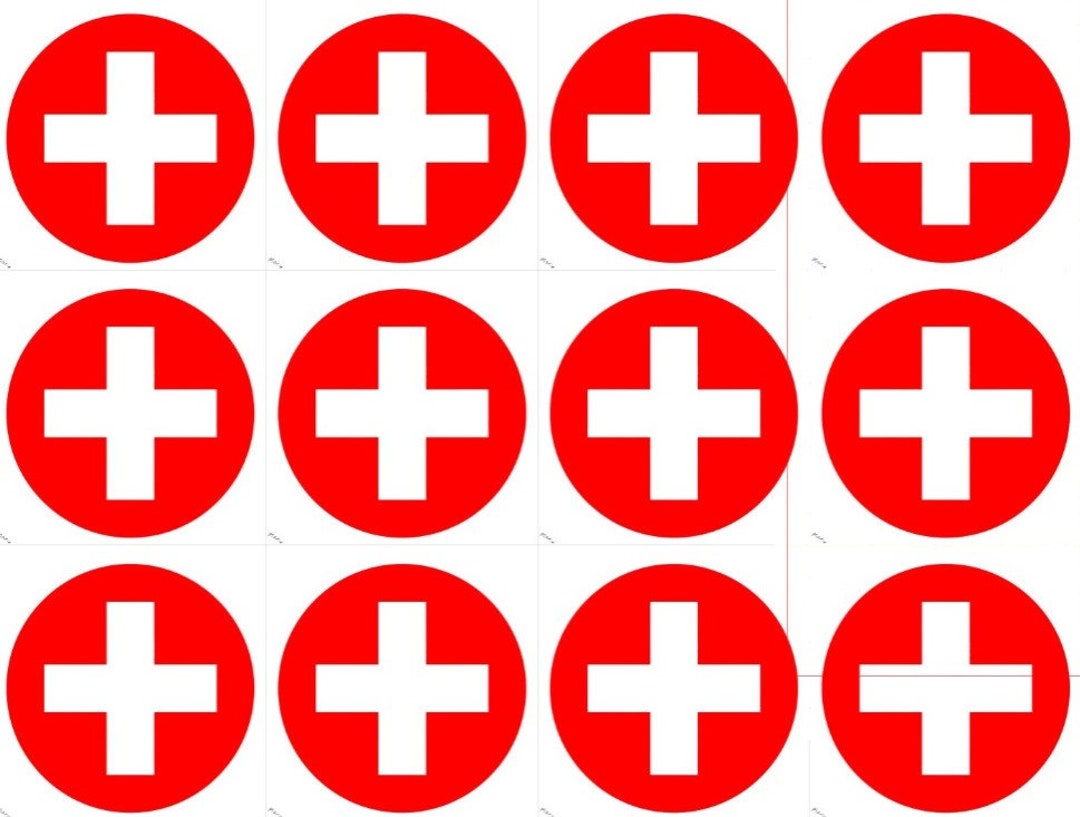 12 X Medical Round Cross Logo Decal , Medical Decals,emergency Stickers ...