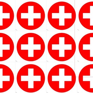 12 X Medical Round Cross Logo Decal , Medical Decals,emergency Stickers ...