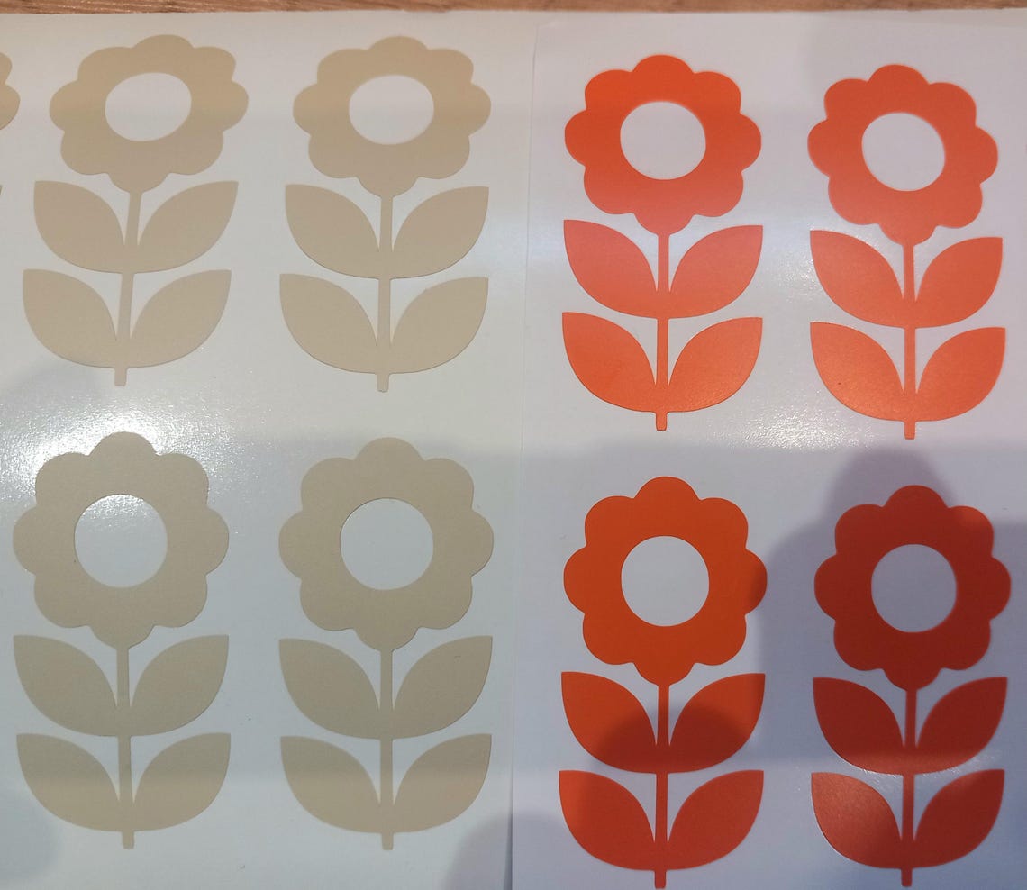 20 X Flower Vinyl Decals/stickers.mid Century Retro Flower Decal. - Etsy