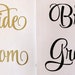 Bride /groom Iron on Decal,diy Heat Transfer Vinyl Decal.wedding Gift ...
