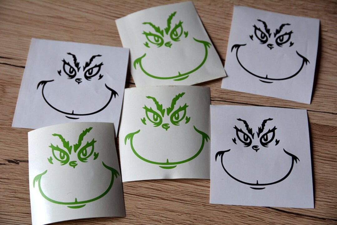 2x Grinch Face Vinyl Decals Christmas Xmas. - Etsy